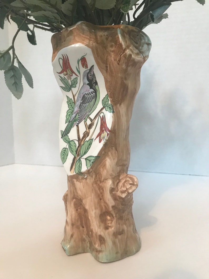Vintage 60s Ceramic Vase, Vintage Painted Ceramic Vase, Bird Vase ...