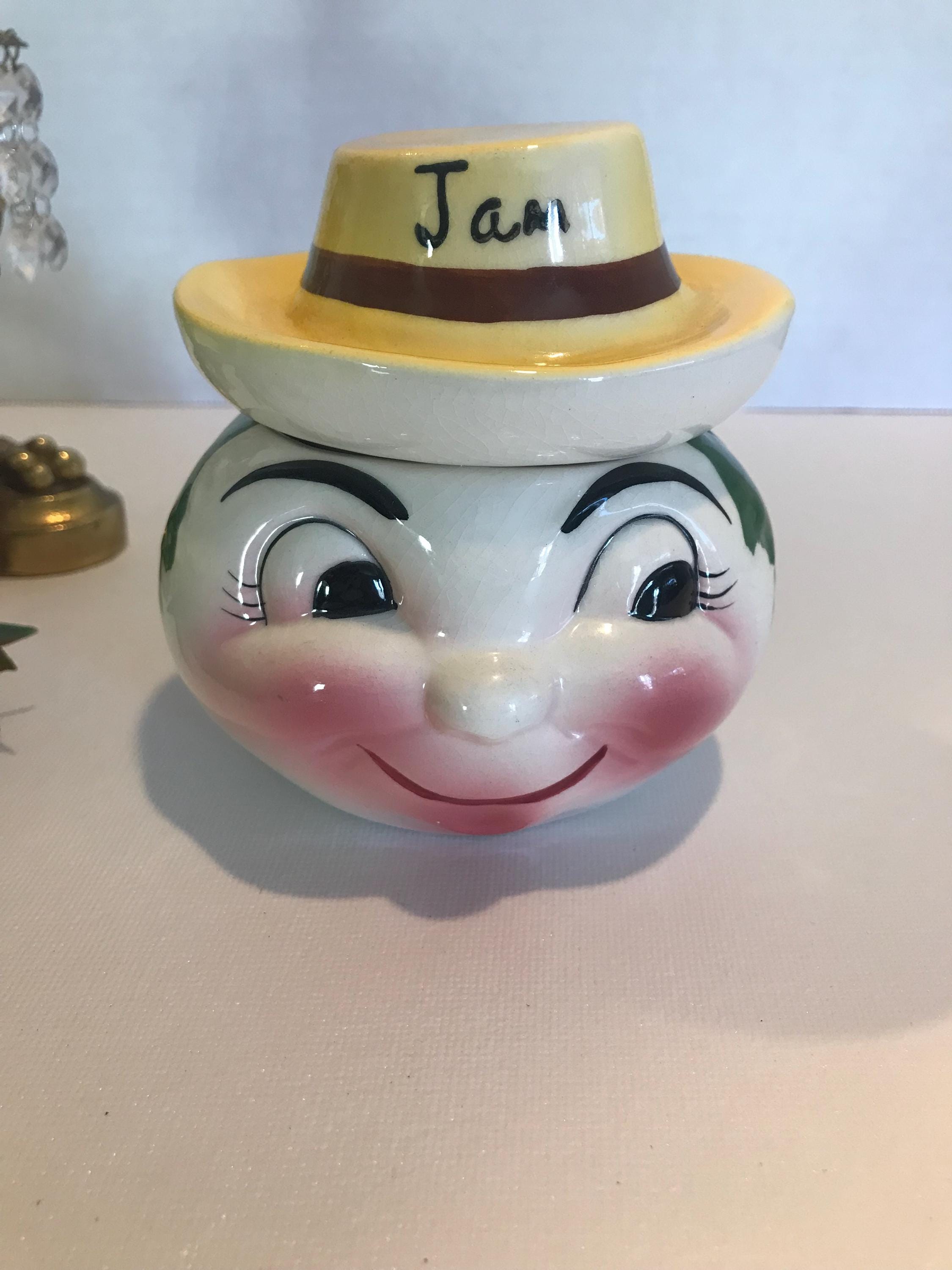 Vintage 1940s Deforest of California Face Ceramic Jam Jar, Vintage ...