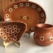 Vintage Mexican Hand Painted Ceramic Serving Dish Set, Vtg Terracotta ...