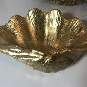 Vintage Ceramic Gold Leafed Shell Trinket Dish, Ceramic Gold Leaf Shell ...