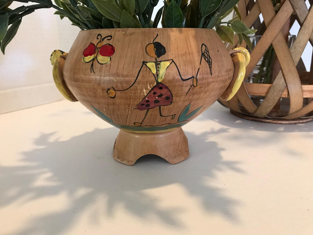 Vintage Italian Hand Painted Ceramic Planter, Vintage Mid Century Hand ...