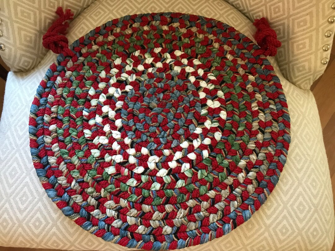 Vintage Woven Textured Red Chair Pads, Boho Wool Like Braided Woven ...