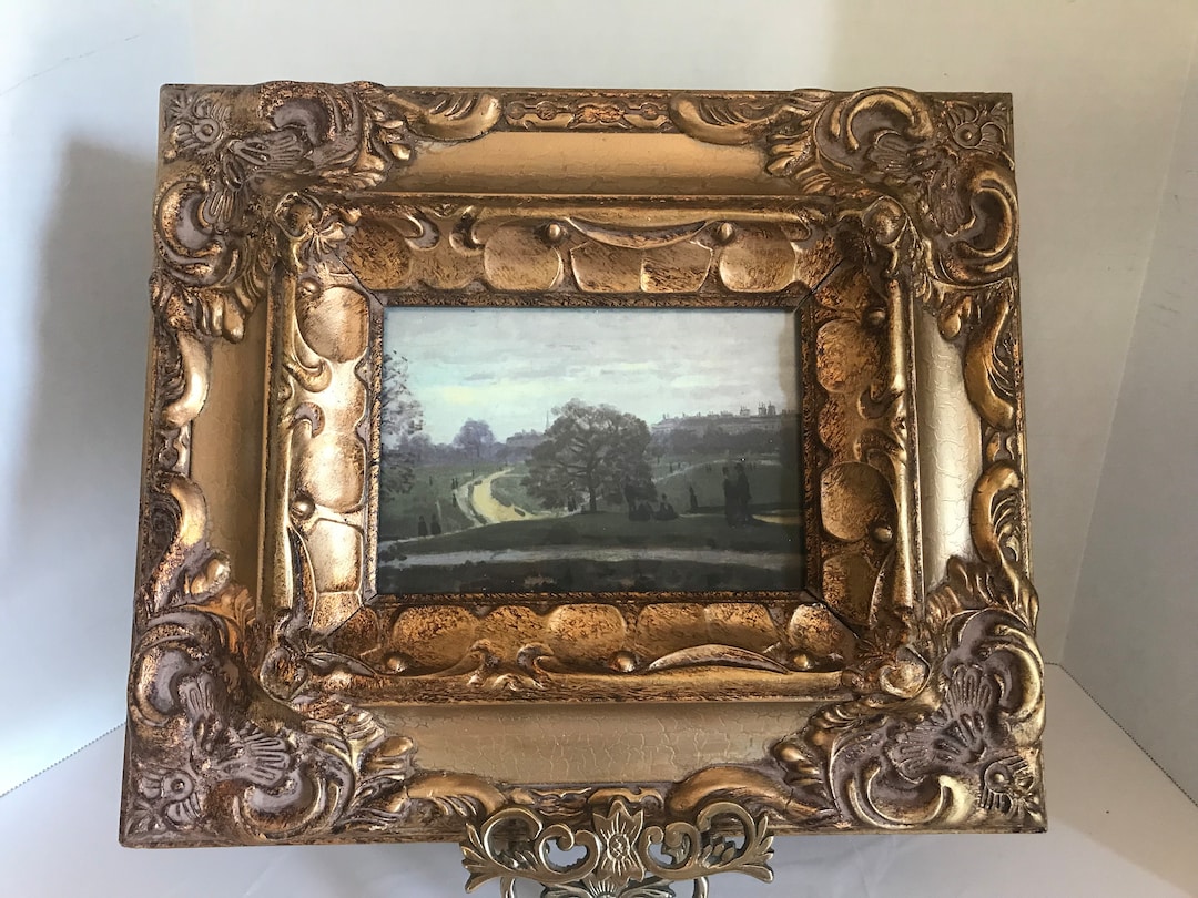 Elegant Gold Framed Art, Ornate Gold Toned Frame With Print of Vintage ...