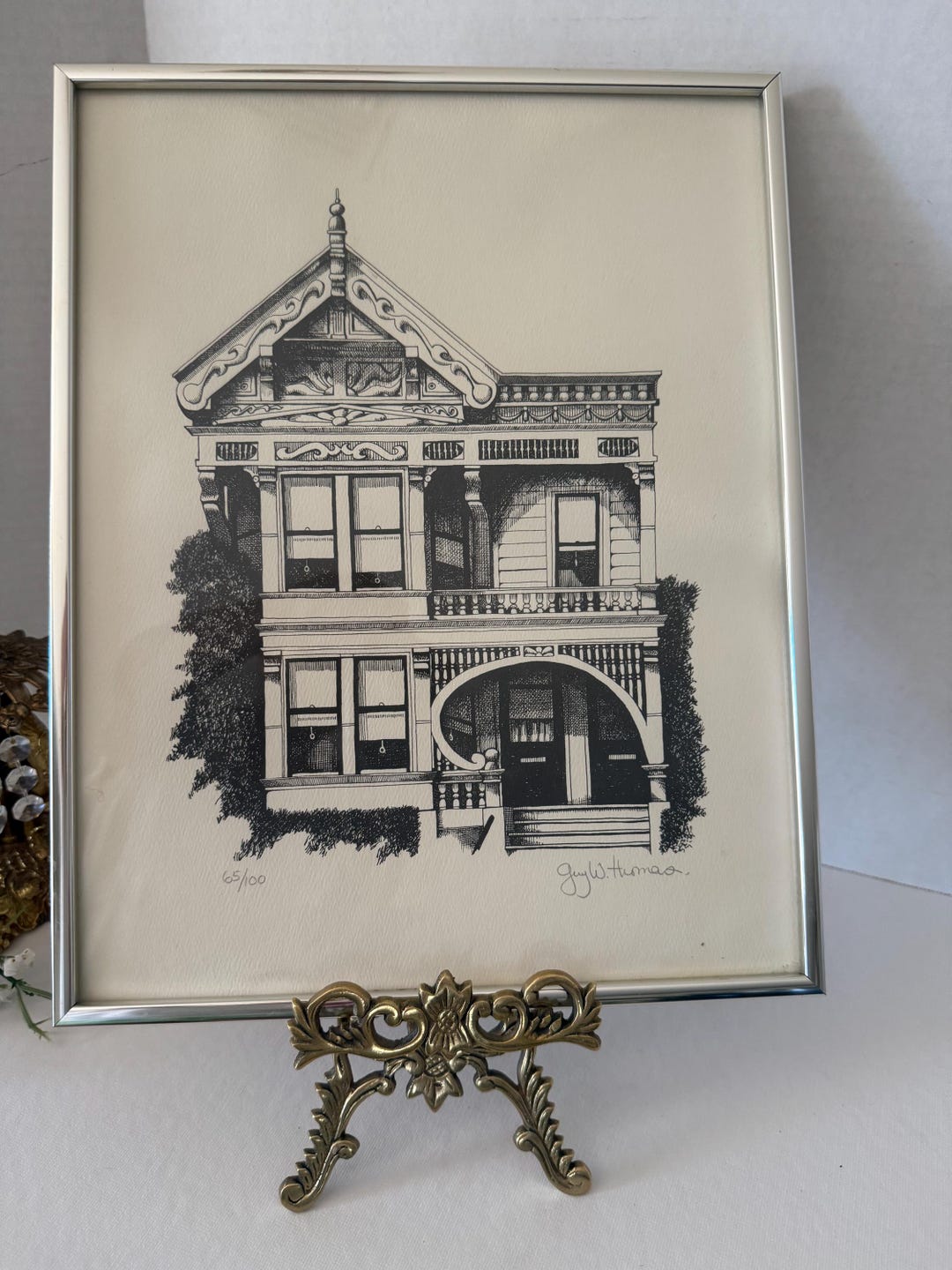 Vintage Guy W. Thomas Pen and Ink Victorian Home Print – Signed ...