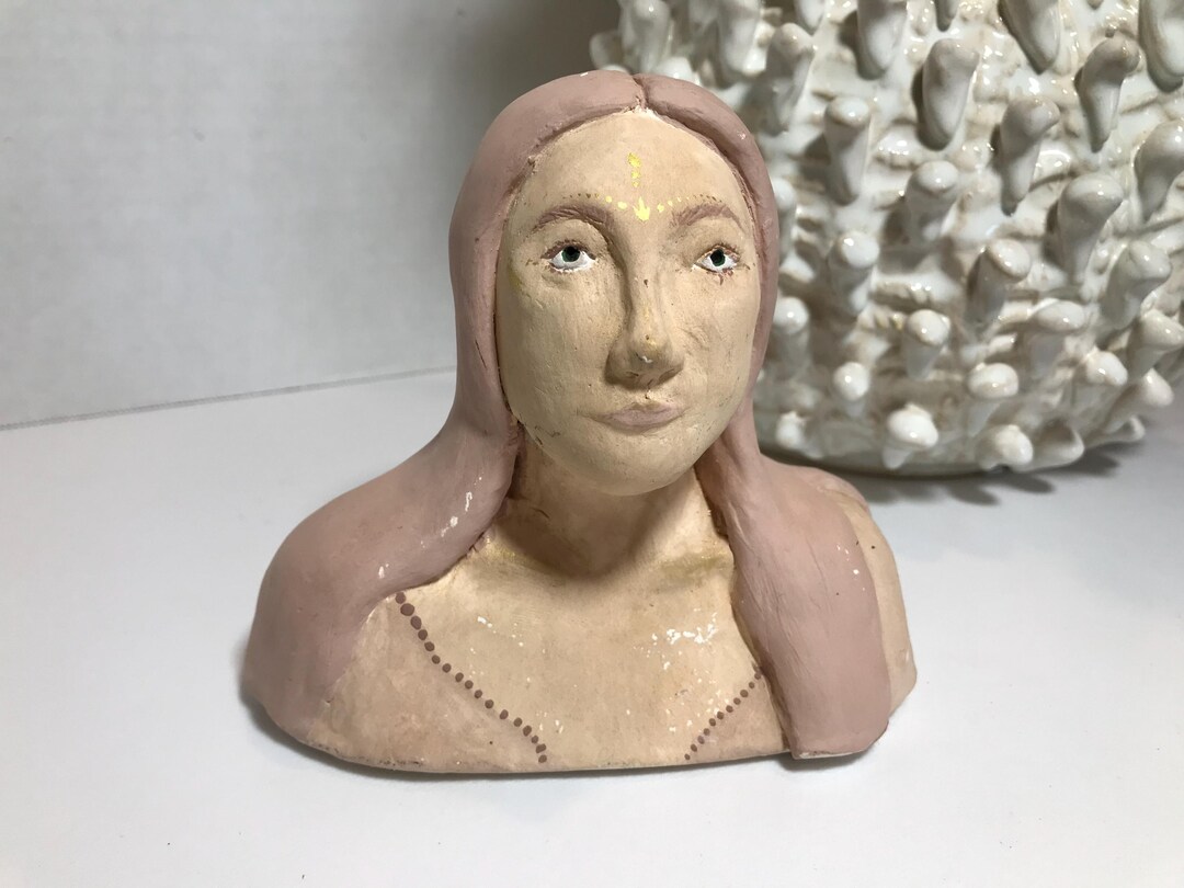 Vintage Handmade Woman Bust Statue, Vintage Unique Hand Sculpted ...