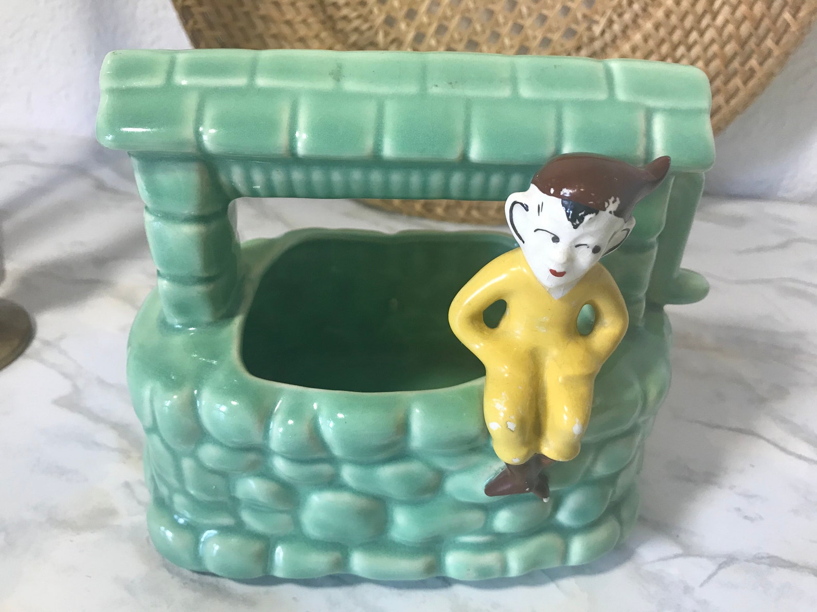 Vintage 1940s Pottery Ceramic Elf Green Wall Planter Vintage - Etsy