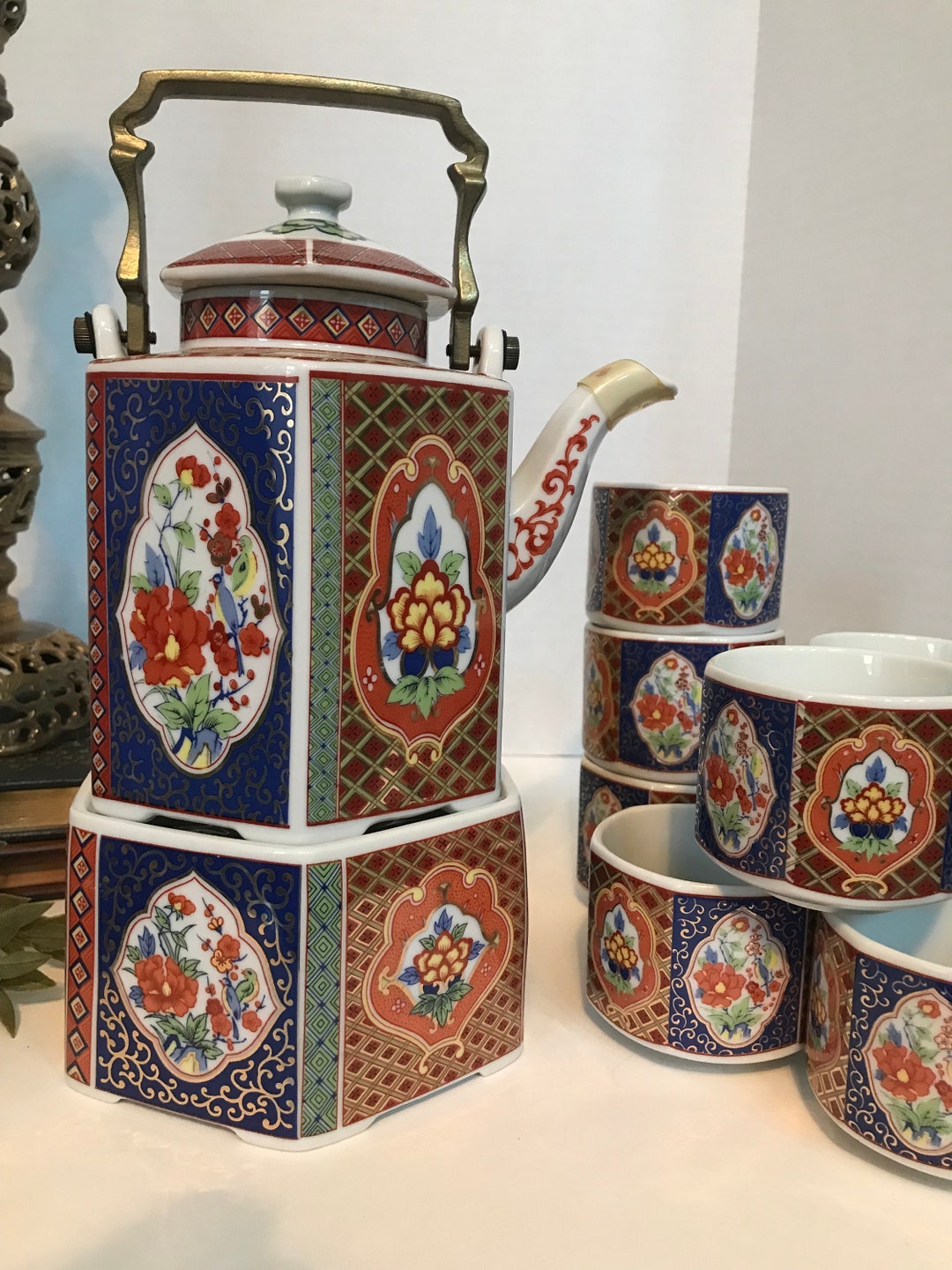 Vintage Japan Tea Set, Vintage Chinoiserie Tea Set, Vintage Dolphin ...