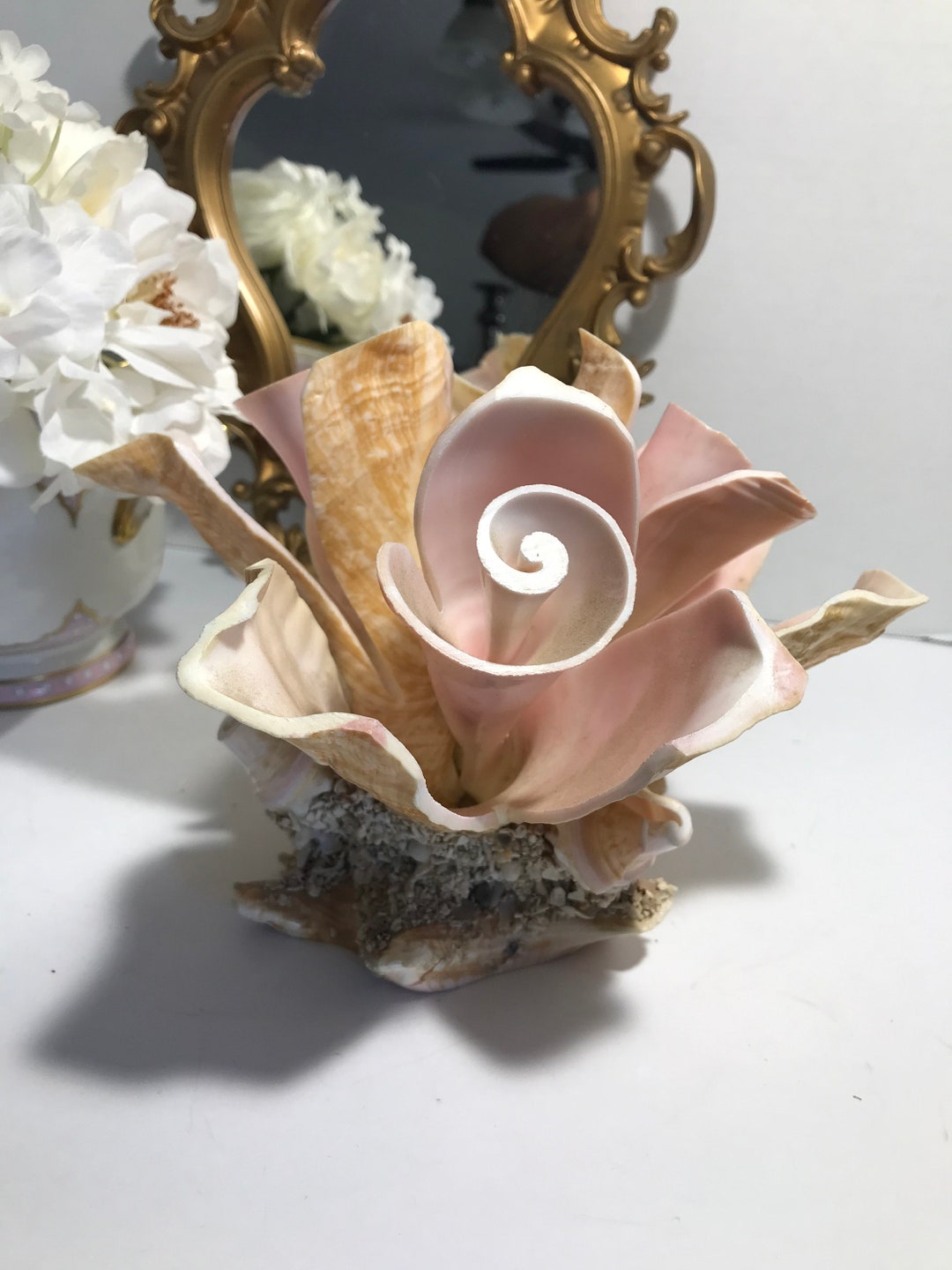 Vintage Unique Shell Flower Art Home Decor Vintage Pink Shell - Etsy