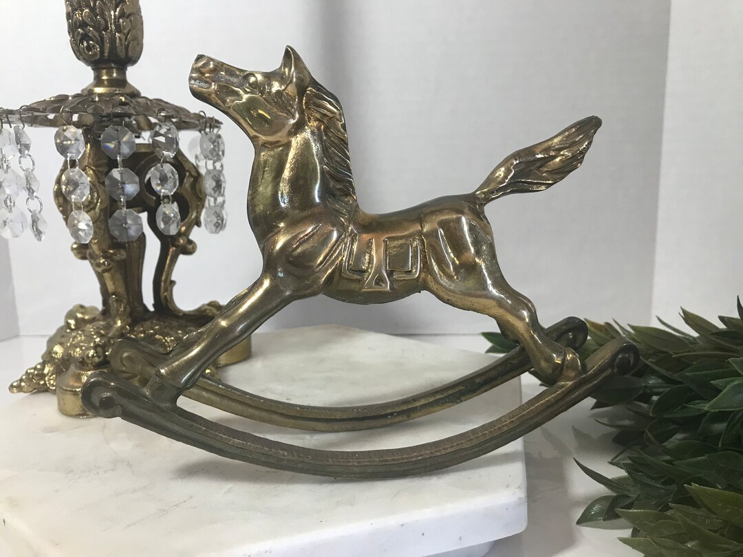 Vintage Rocking Brass Horse Statue, Vtg Solid Brass Horse Figurine ...