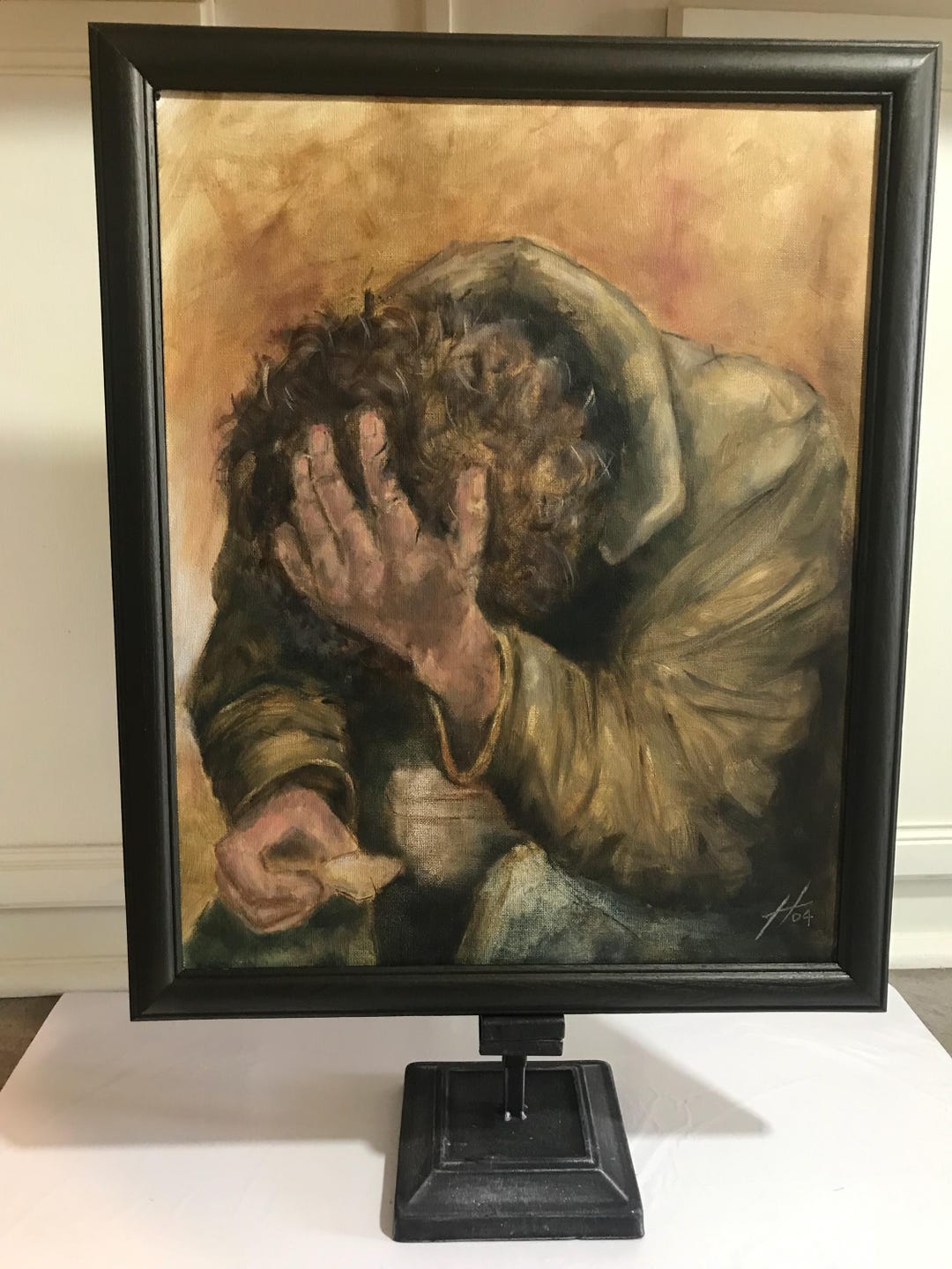 Vintage Moody Original Portrait Painting, 18x22, Signed, Vintage Somber ...