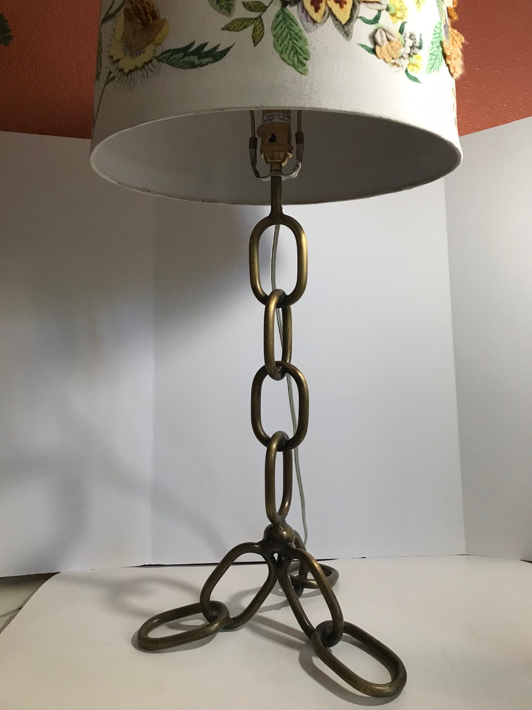 Equestrian Style Brass Chain Link Table Lamp, Brass Brutalist Chain ...