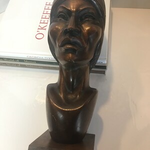 Vintage Wooden Man Bust Statue, 14" Hand Carved Wooden Man on Base, Vtg ...