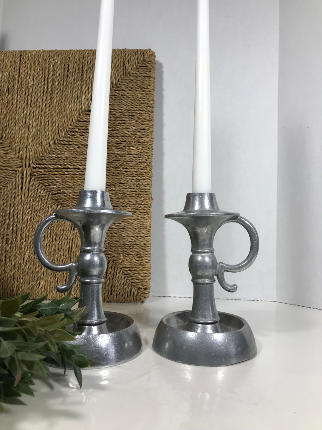 Vintage Pewter Candle Holders, Vtg Sexton Old English Pewter Candle ...