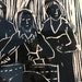 Vintage Band Art, Vintage Black White Musician Art, Vtg Linocut Black ...