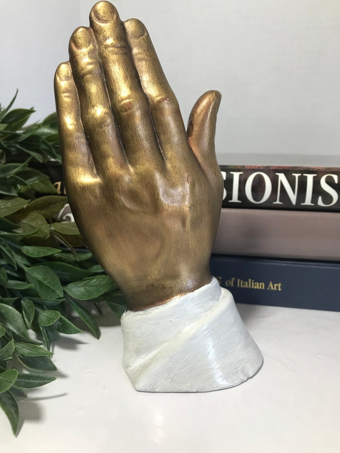 Vintage Ceramic Hand Statue, Vintage Gold Ceramic Hand With White Cuff ...