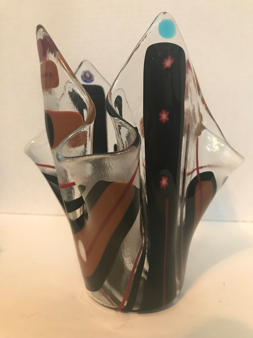 Glass Modern Vase, Abstract Glass Vase, Fused Glass Abstract Vase ...