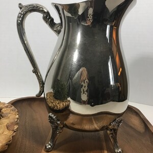 Vintage Silver Water Pitcher, Vtg Silverplate Footed Pitcher, Elegant ...