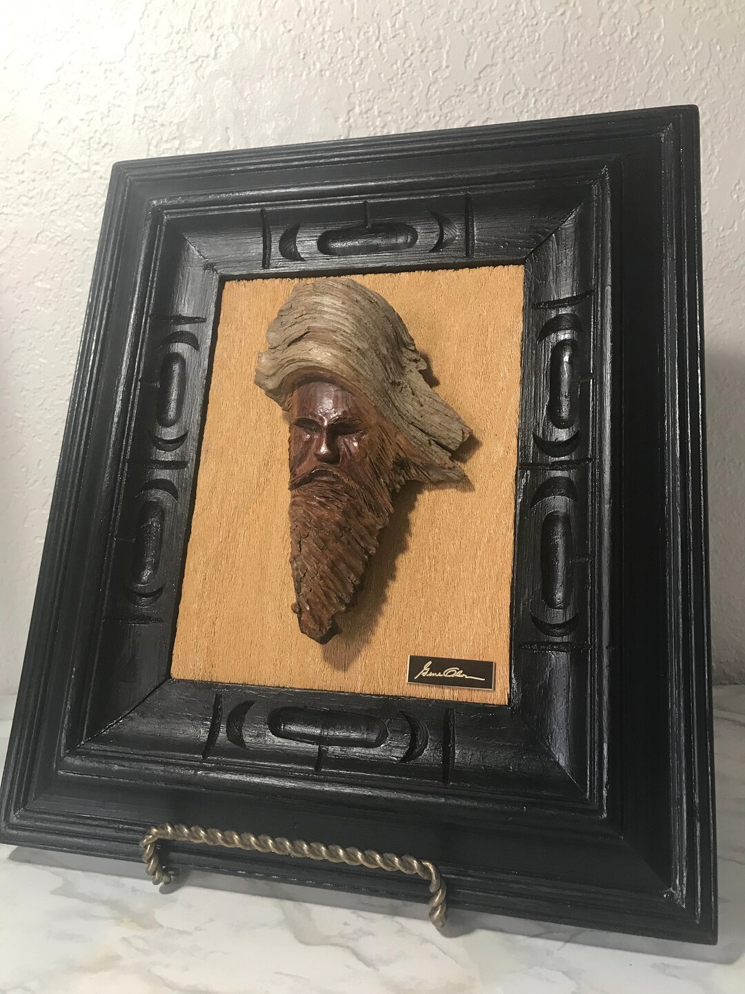 Vintage Gene Olson Signed Carved Driftwood Framed Art, Vintage Gene ...