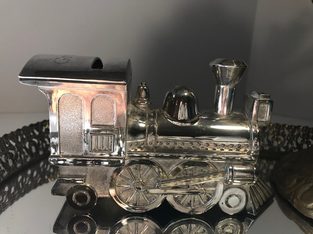 Vintage Silver Plate Train Piggy Bank Personalized for Griffin, Vintage ...