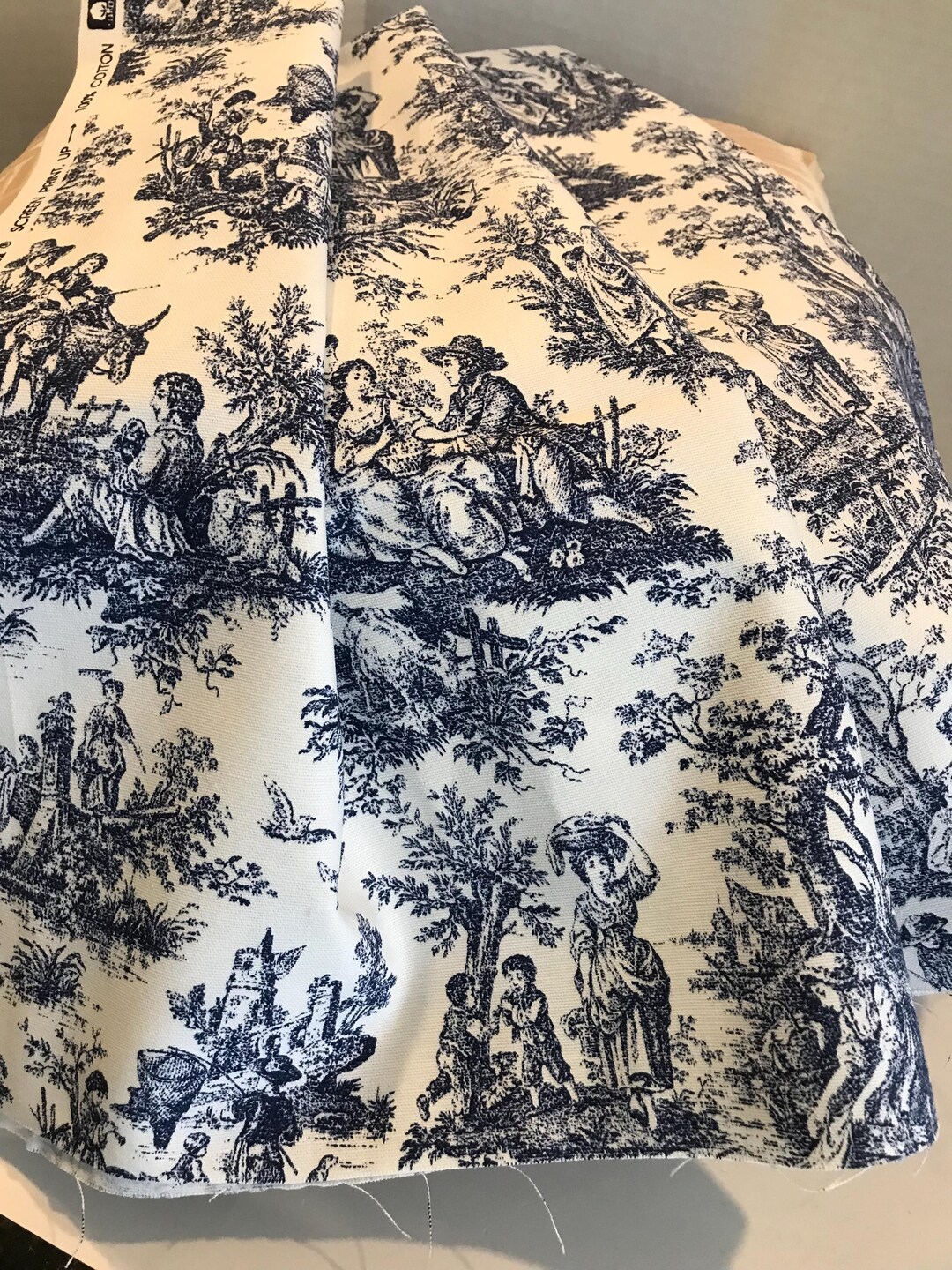 Waverly Rustic Toile Blue and White Home Decor Fabric, Waverly 100% ...