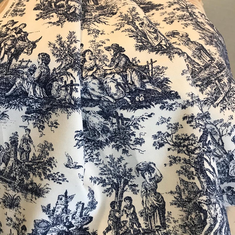 Blue Toile Fabric - Etsy