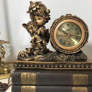 Hollywood Regency Lisheng Mantel Clock, Vintage 60s Gold Mantel Clock ...