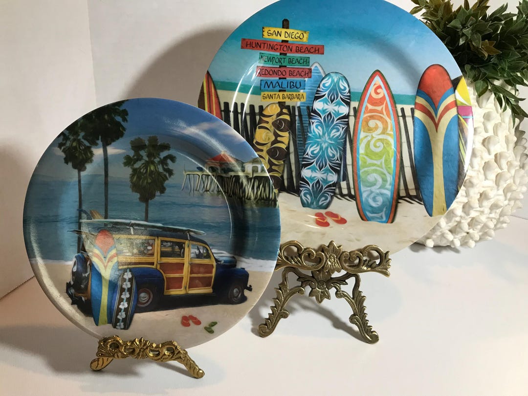 Kane Melamine Beach Plate Set, Kane Southern California Beaches Plate ...