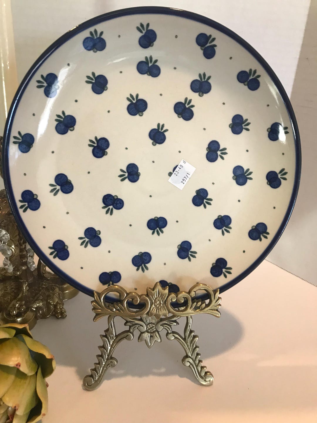 Polish Pottery Dinner Plate Wild Blueberry Pattern, Handmade Polish ...