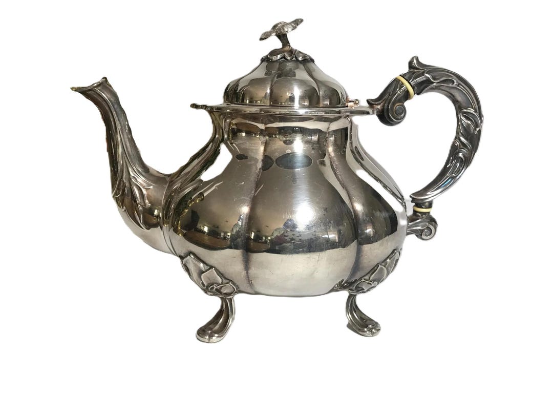 Vintage Silverplate ALP Danmark Alta Floral Teapot, Elegant Silverplate ...
