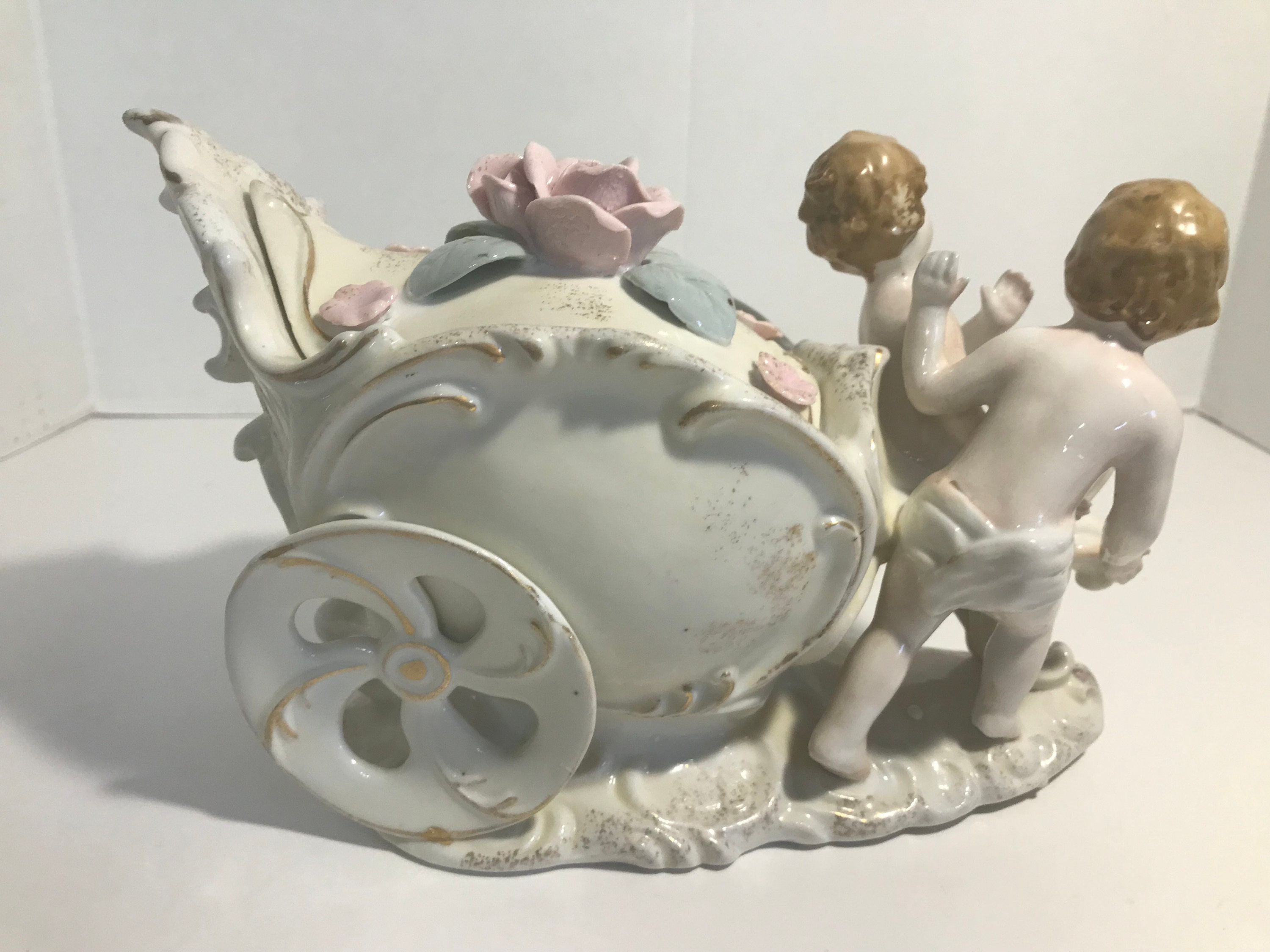 Vintage Ceramic Porcelain Floral Cherub Candy Dish Trinket - Etsy