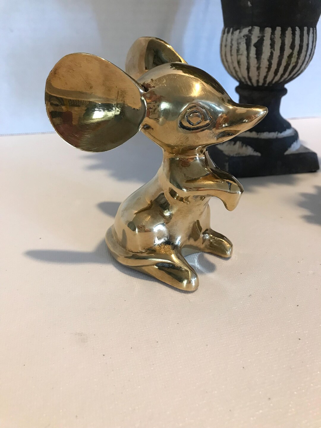 Vintage Solid Brass Mouse Figurine, Vintage Brass Mouse With Large Ears ...