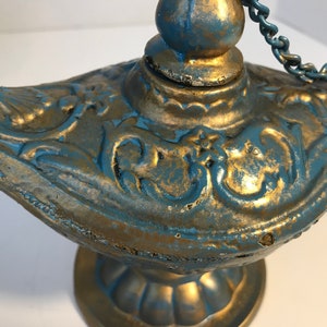 Vintage Cast Iron Genie Lamp, Vintage Painted Cast Iron Genie Lamp ...