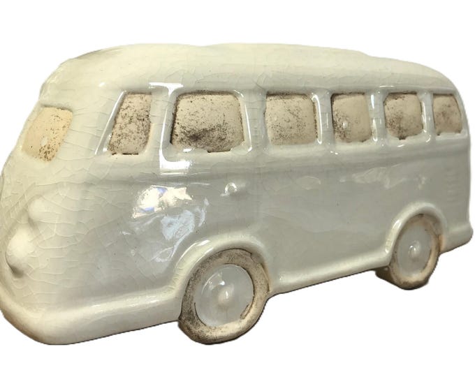 Vintage 70s Art Pottery VW Bus, Vintage Distressed Ceramic Volkswagen ...