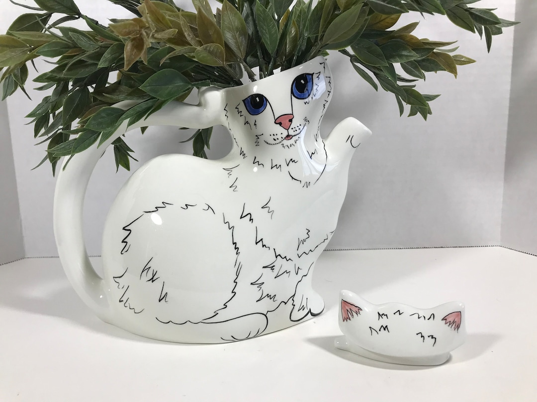 Nina Lyman Cat Pitcher, Nina Lyman Black and White Cat Teapot, Cats by ...