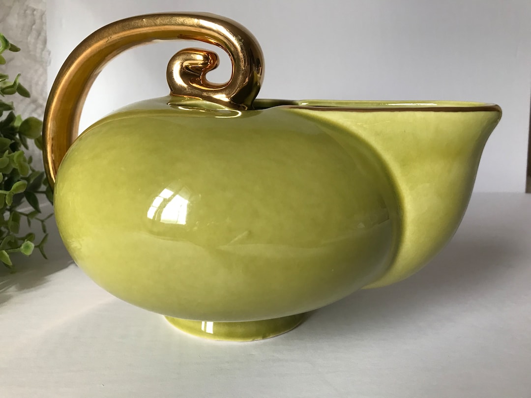 Vintage Mod Teapot, Hand Painted Teapot Pitcher, Vintage Chartruese ...