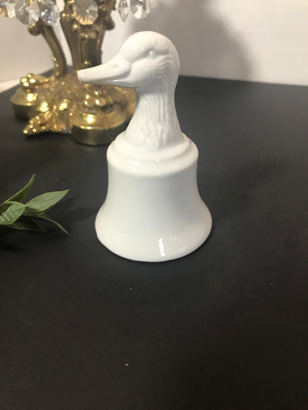 Vintage White Figural Ceramic Bell, Vintage White Porcelain Duck Bell ...