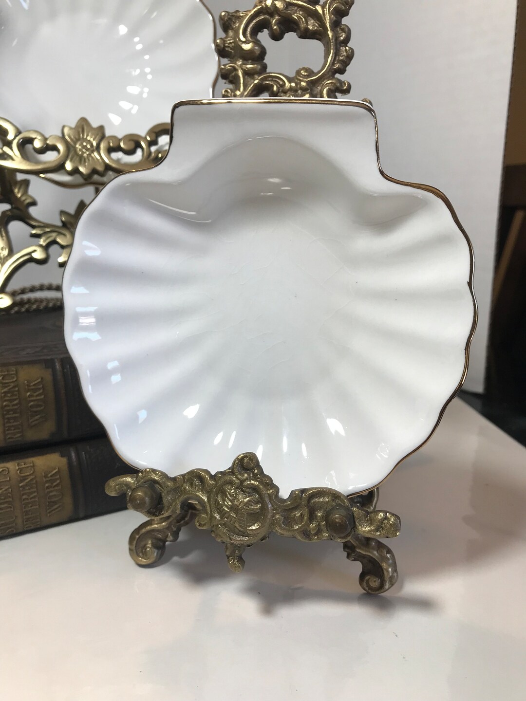 Porcelain Shell Small Dish, White Ceramic Small Clam Shell Trinket Dish ...