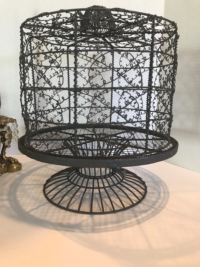 Vintage Wrapped Wire Cake Stand and Dome Cover, Rustic Wire Kitchen ...