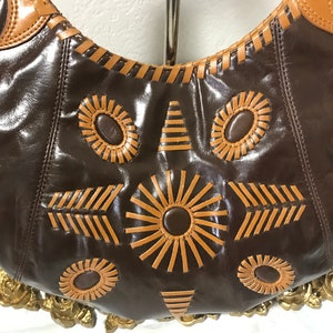 Vintage 90s Boho Style Leather Two Toned Western Look Purse Handbag ...