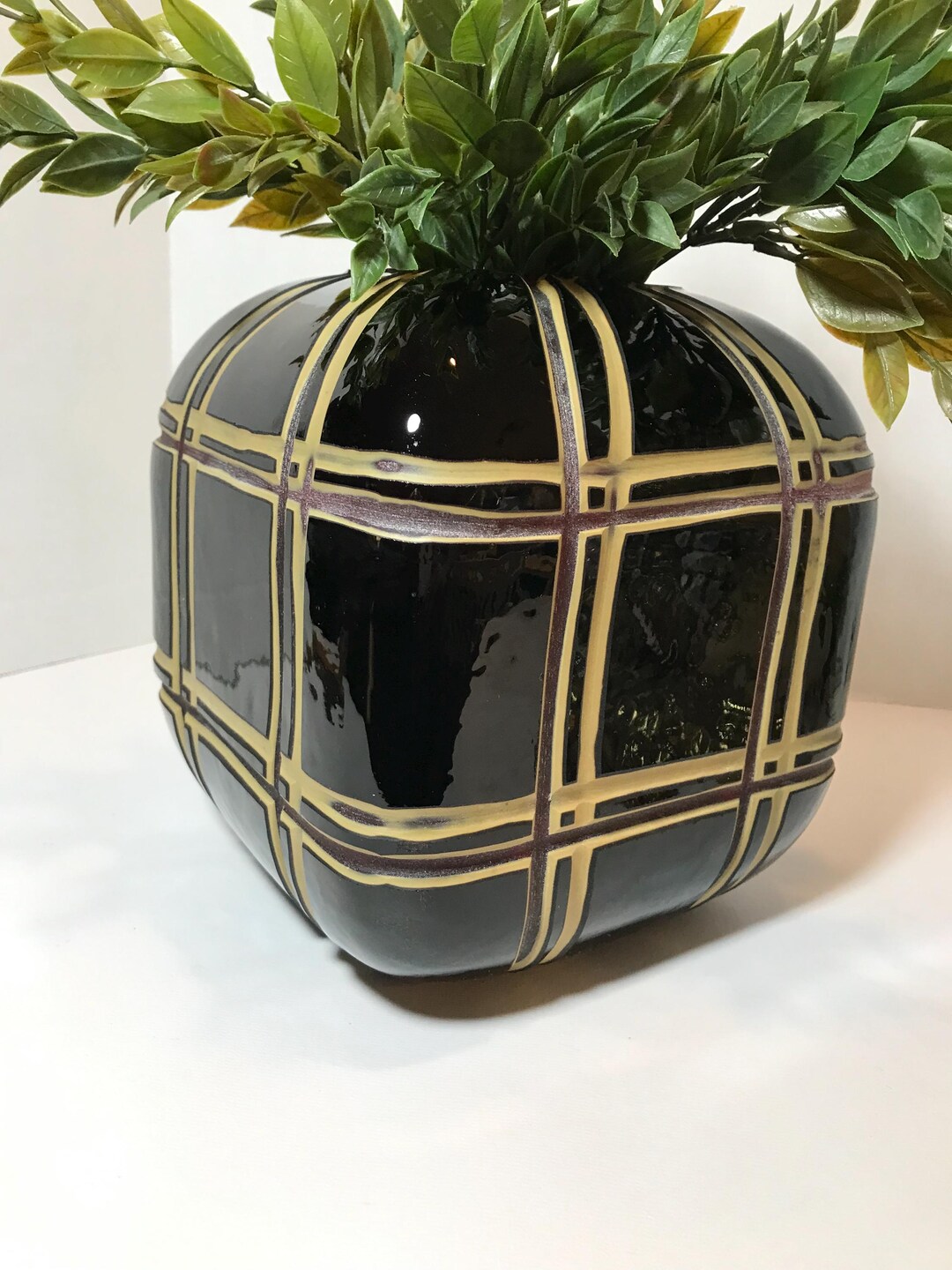 Vintage Murano Style Red Glass Vase, Vintage Deep Red Glass Square ...