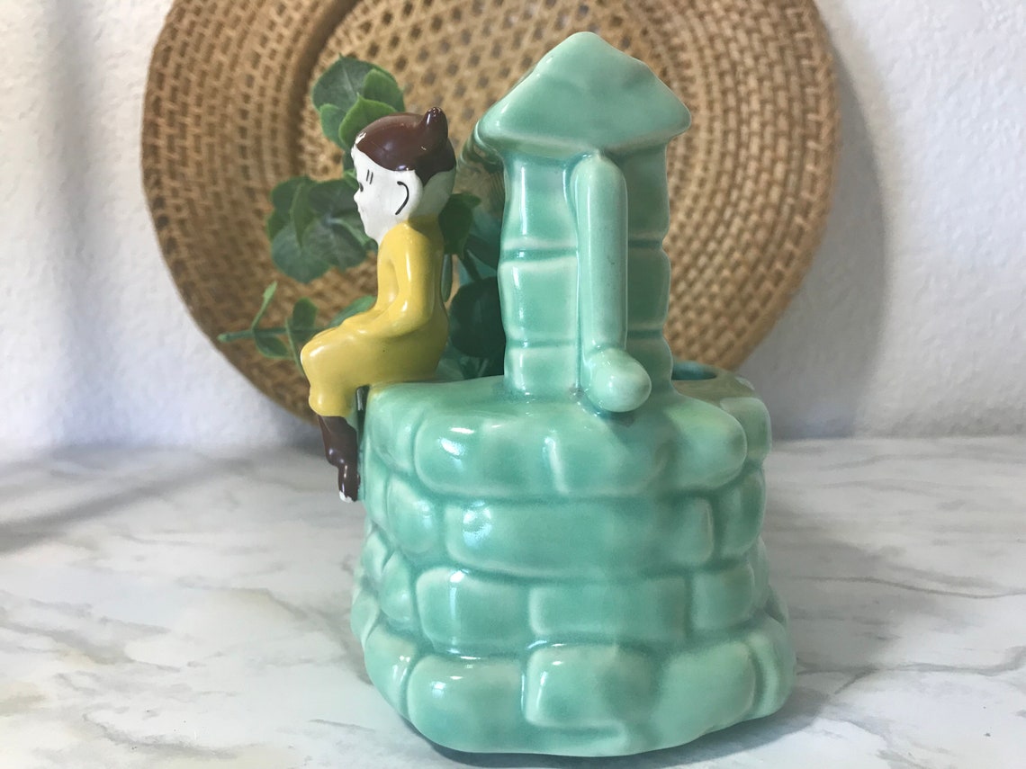 Vintage 1940s Pottery Ceramic Elf Green Wall Planter Vintage - Etsy