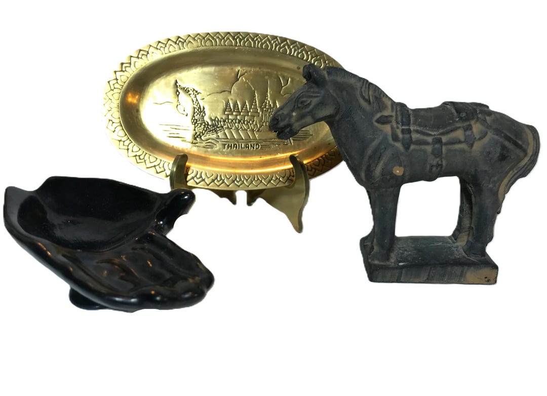 Vintage Trinkets and Trinket Dish, Small Mixed Set of Decorative ...