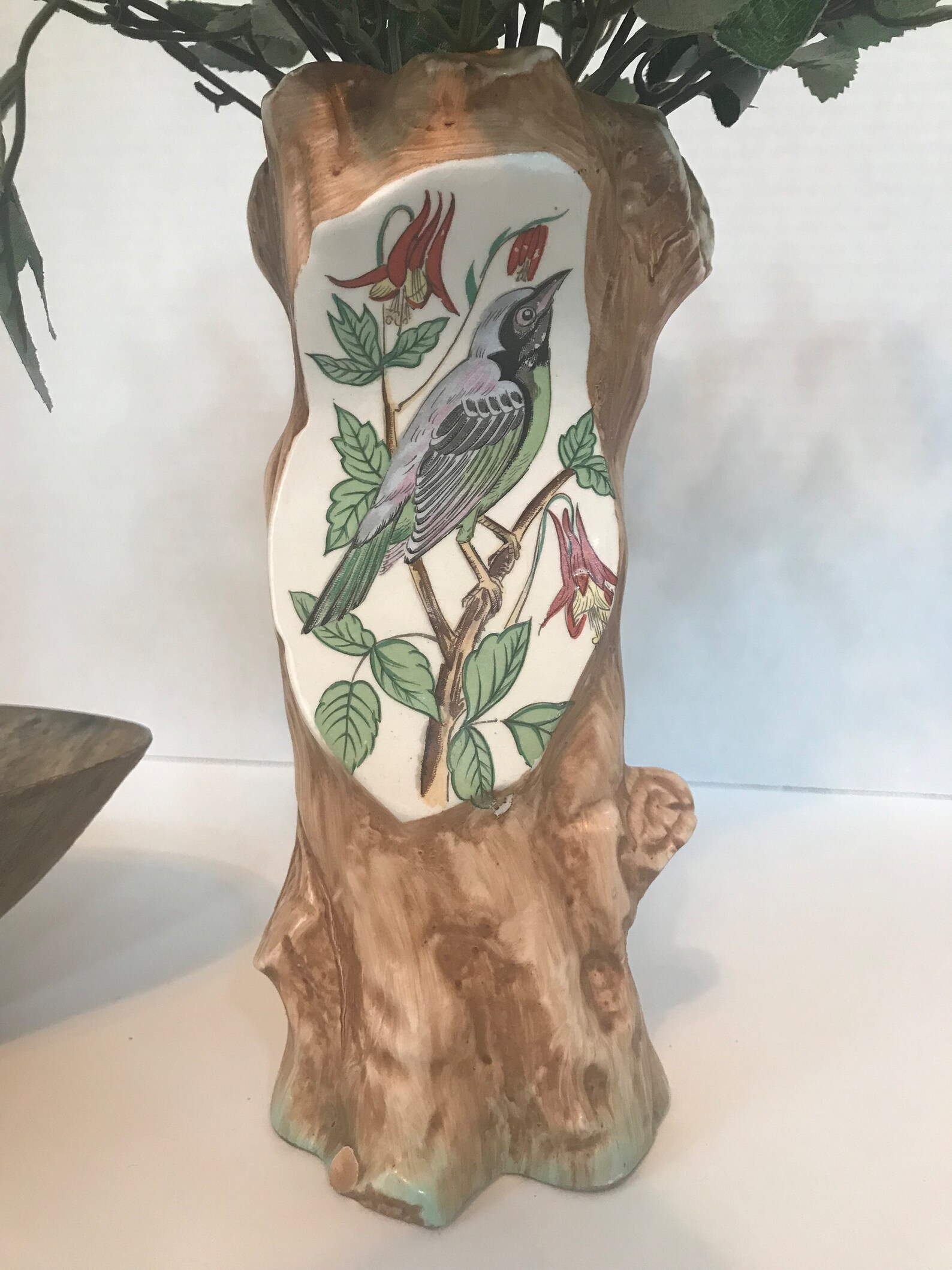 Vintage 60s Ceramic Vase, Vintage Painted Ceramic Vase, Bird Vase ...