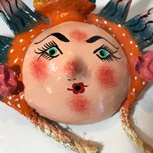 Kitsch Wall Art, Paper Mache Wall Art, Coconut Shell Wall Art, Sun Lady ...