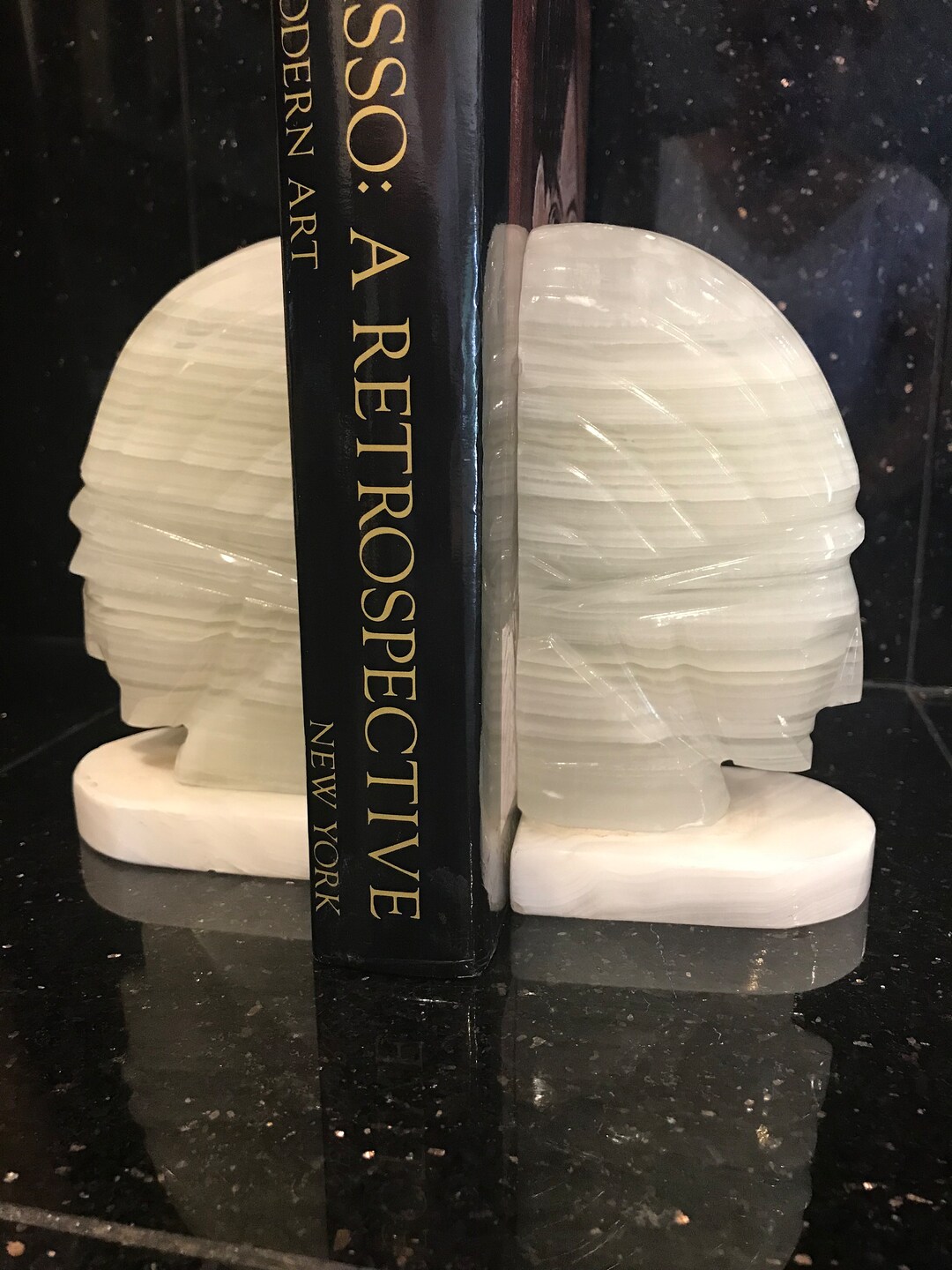 Vintage White Onyx Bookends, Vtg Native American White Stone Bookends, Unique Native American ...