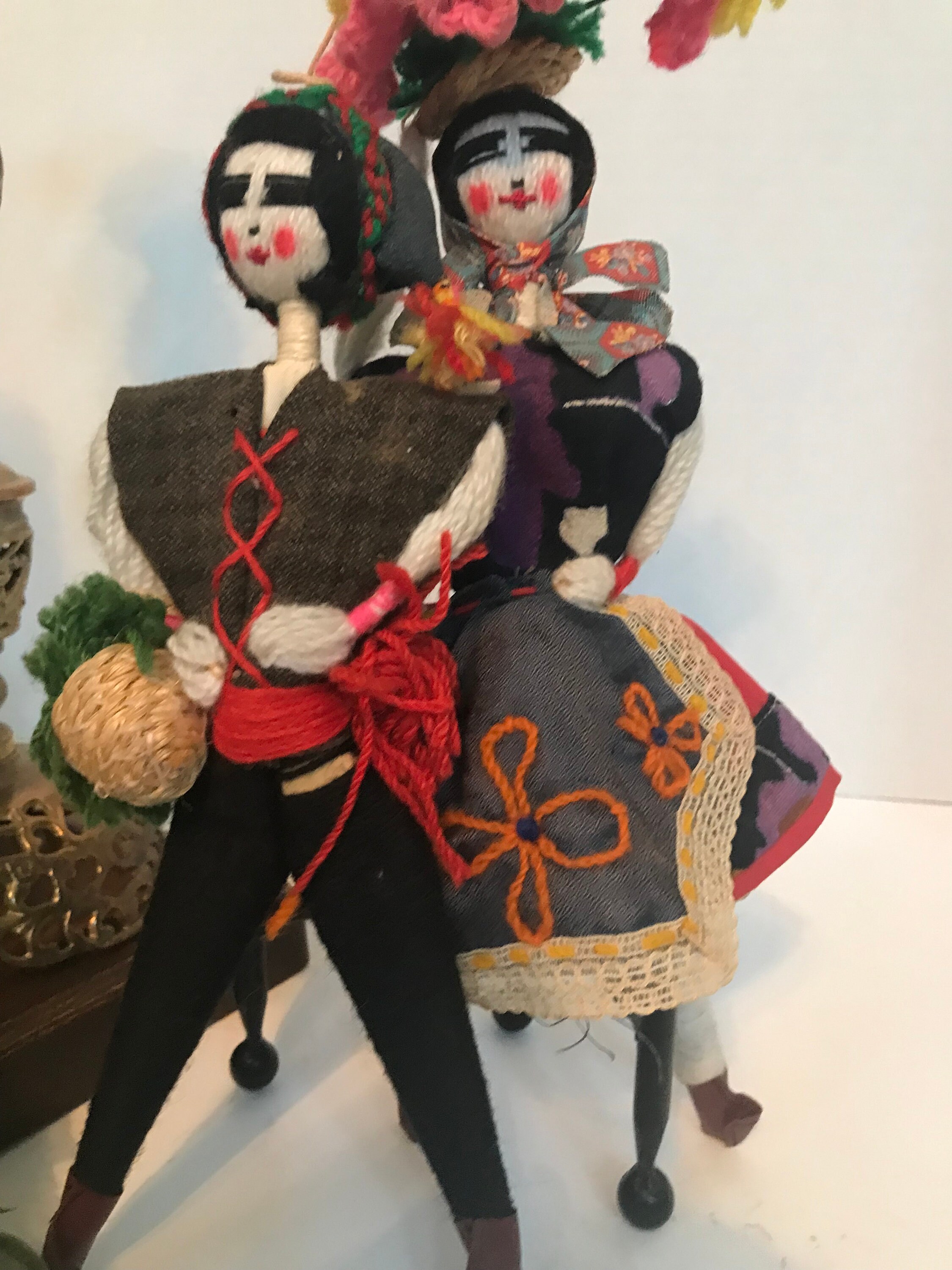 Vintage Folk Art Dolls, Vintage Festive Paper Cloth Dolls, Vintage Man ...
