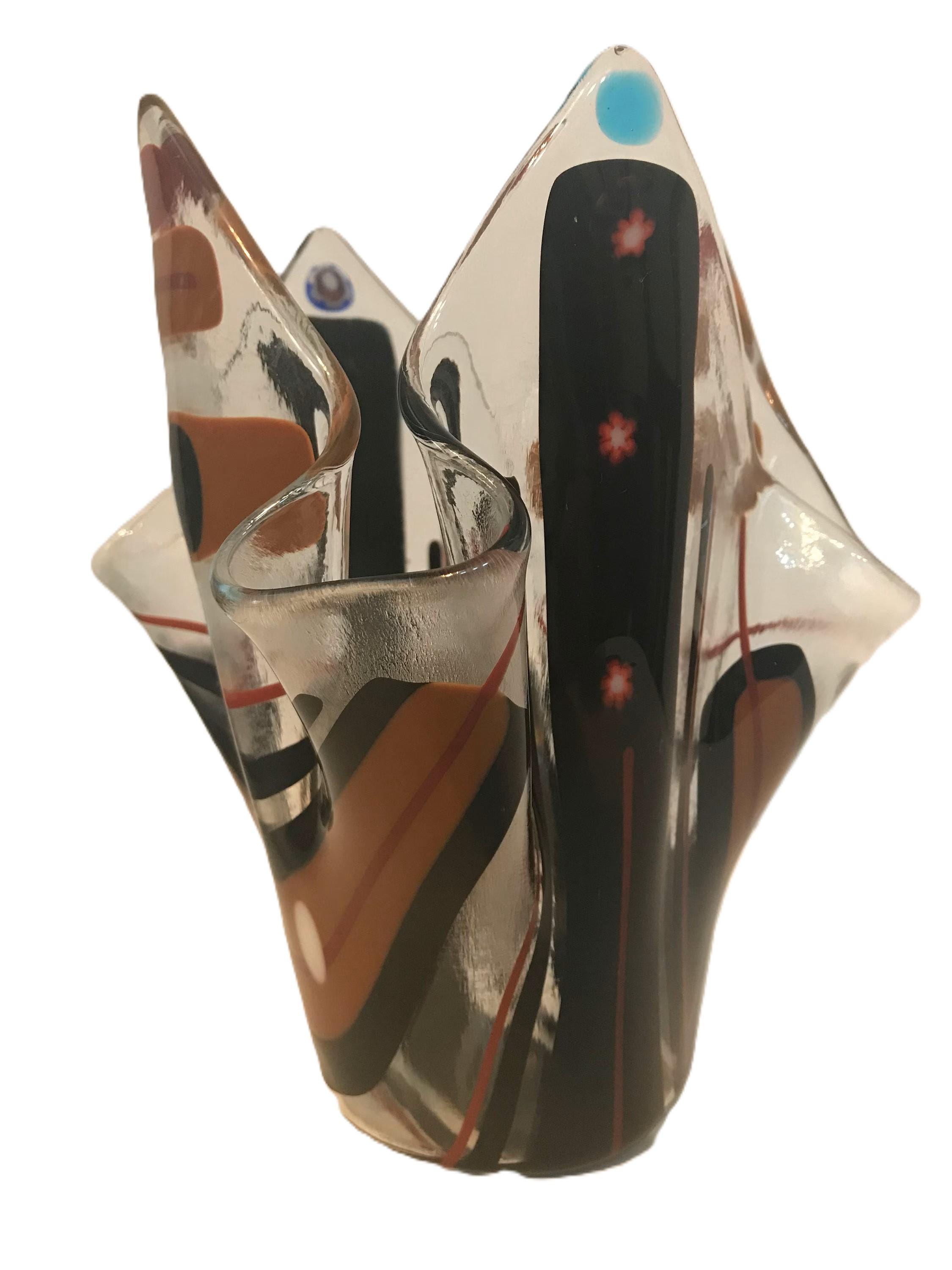 Glass Modern Vase, Abstract Glass Vase, Fused Glass Abstract Vase ...