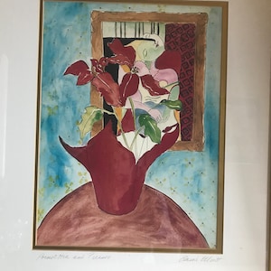 Elaine Elliott Signed Print 18x22, Elaine Elliott Poinsettia and ...