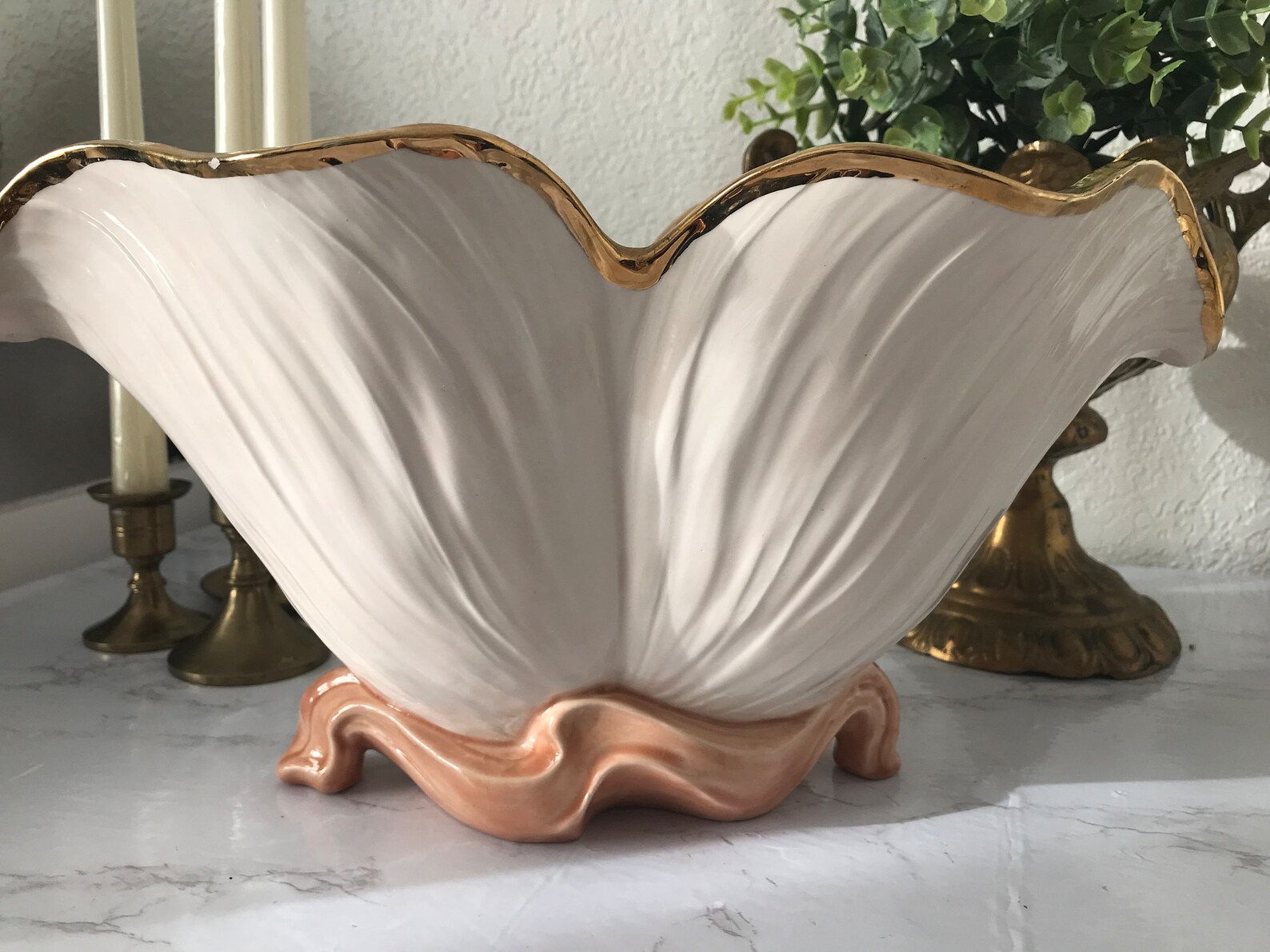 Vintage Art Deco Designed Large White Shell Shaped Bowl With - Etsy