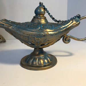 Vintage Cast Iron Genie Lamp, Vintage Painted Cast Iron Genie Lamp ...